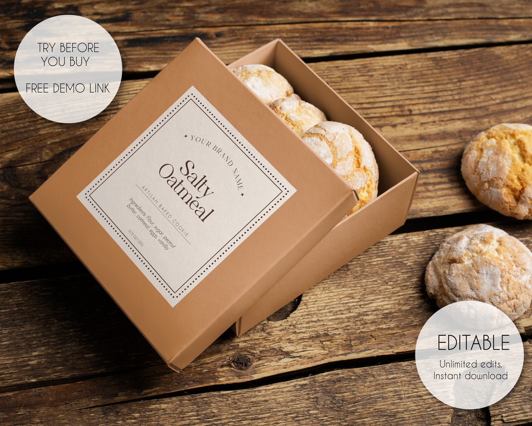 Editable Cookie Label Sticker Template, Custom Bakery Pastry Sticker ...