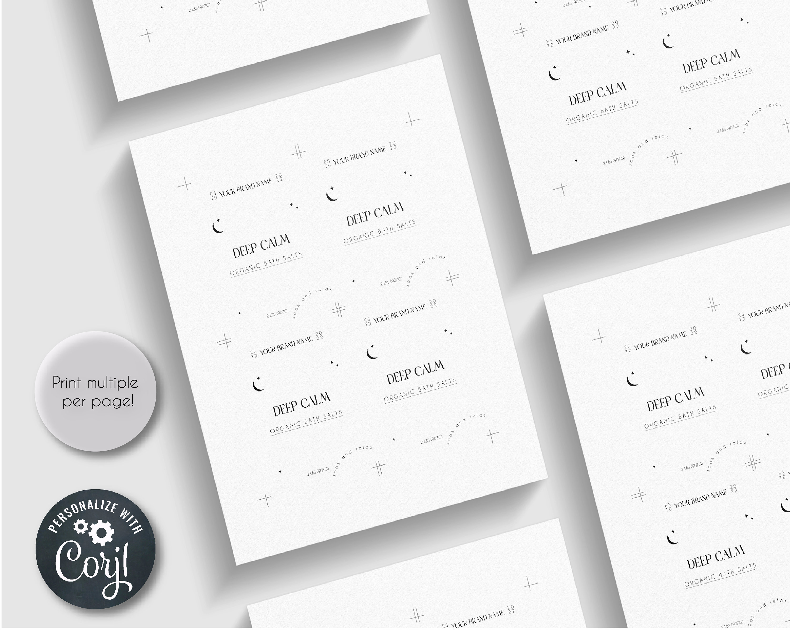 Editable Minimalist Bath Salts Pouch Label Template, Printable Bath ...