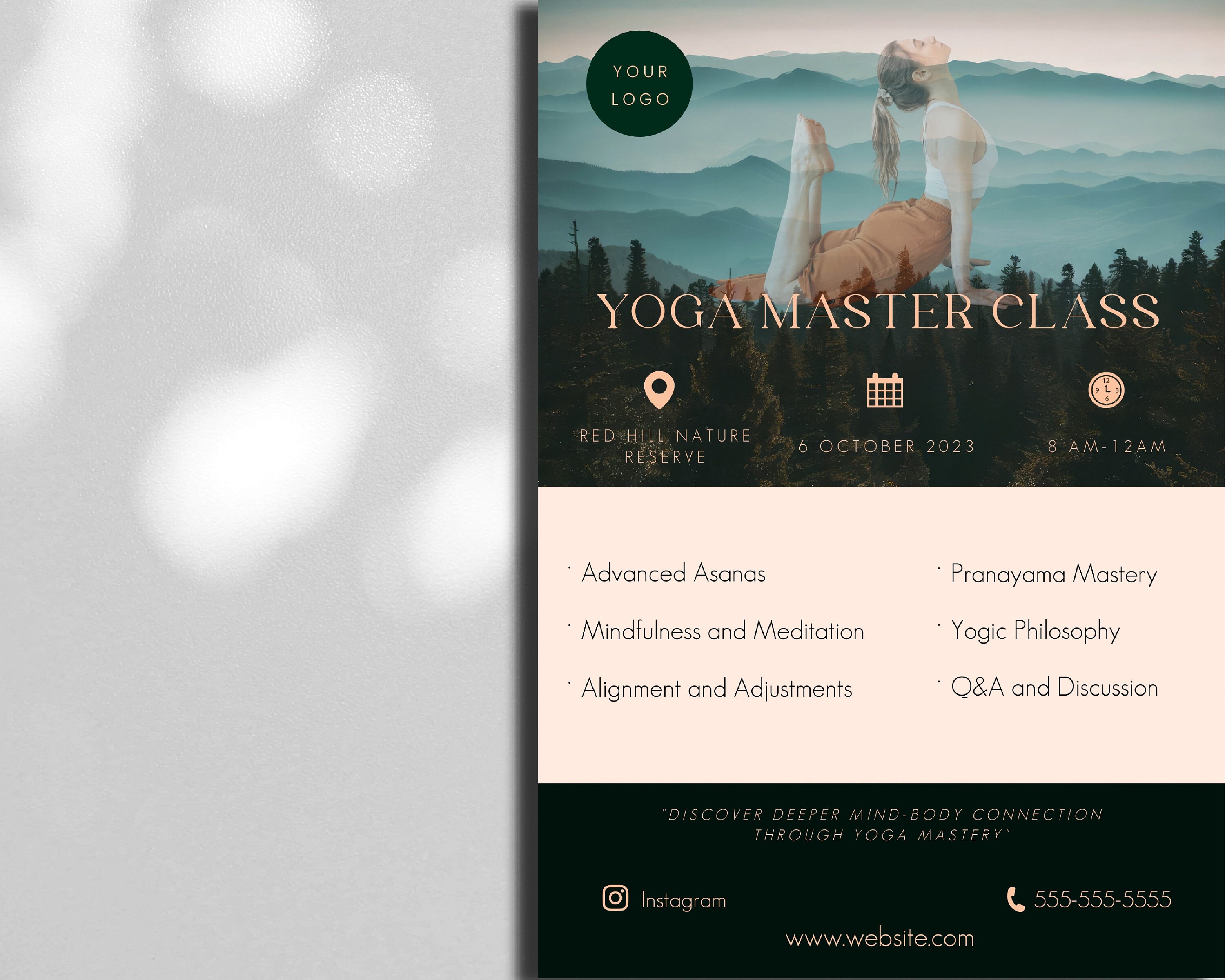 Editable Yoga Master Class Flyer Template, Custom Luxury Yoga ...