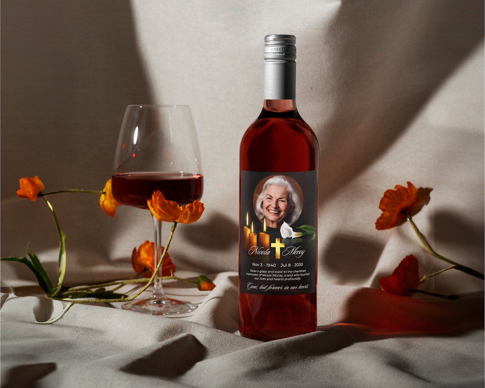 Editable in Loving Memory Photo Memorial Wine Label Template, Printable ...