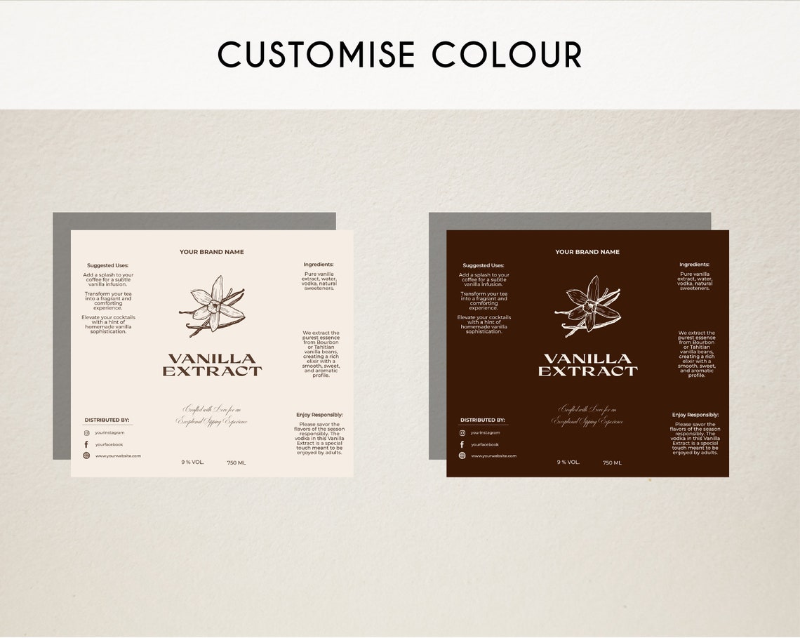 Minimalist Vanilla Extract Bottle Label Template (digital Download) - Etsy