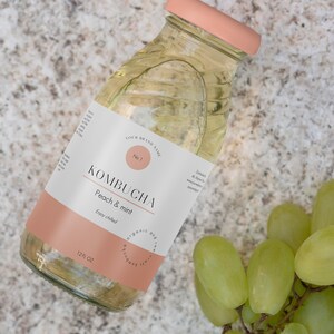 Editable Kombucha Bottle Label Template, Custom Kombucha Bottle Sticker ...