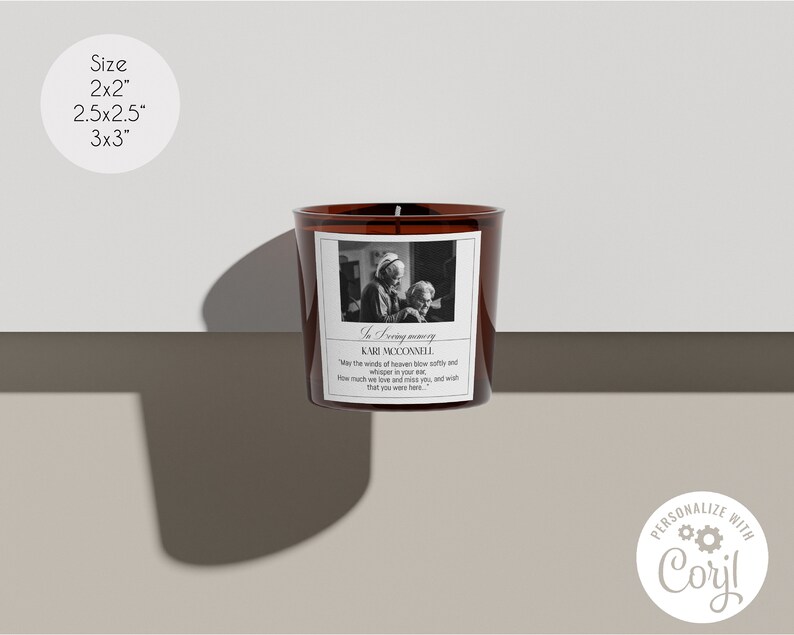 Editable in Loving Memory Gift Candle Label Template, Personalized Gift ...