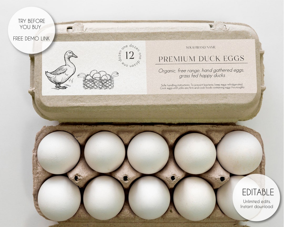 Editable Duck Eggs Carton Label Template: Custom Farm Product (instant ...