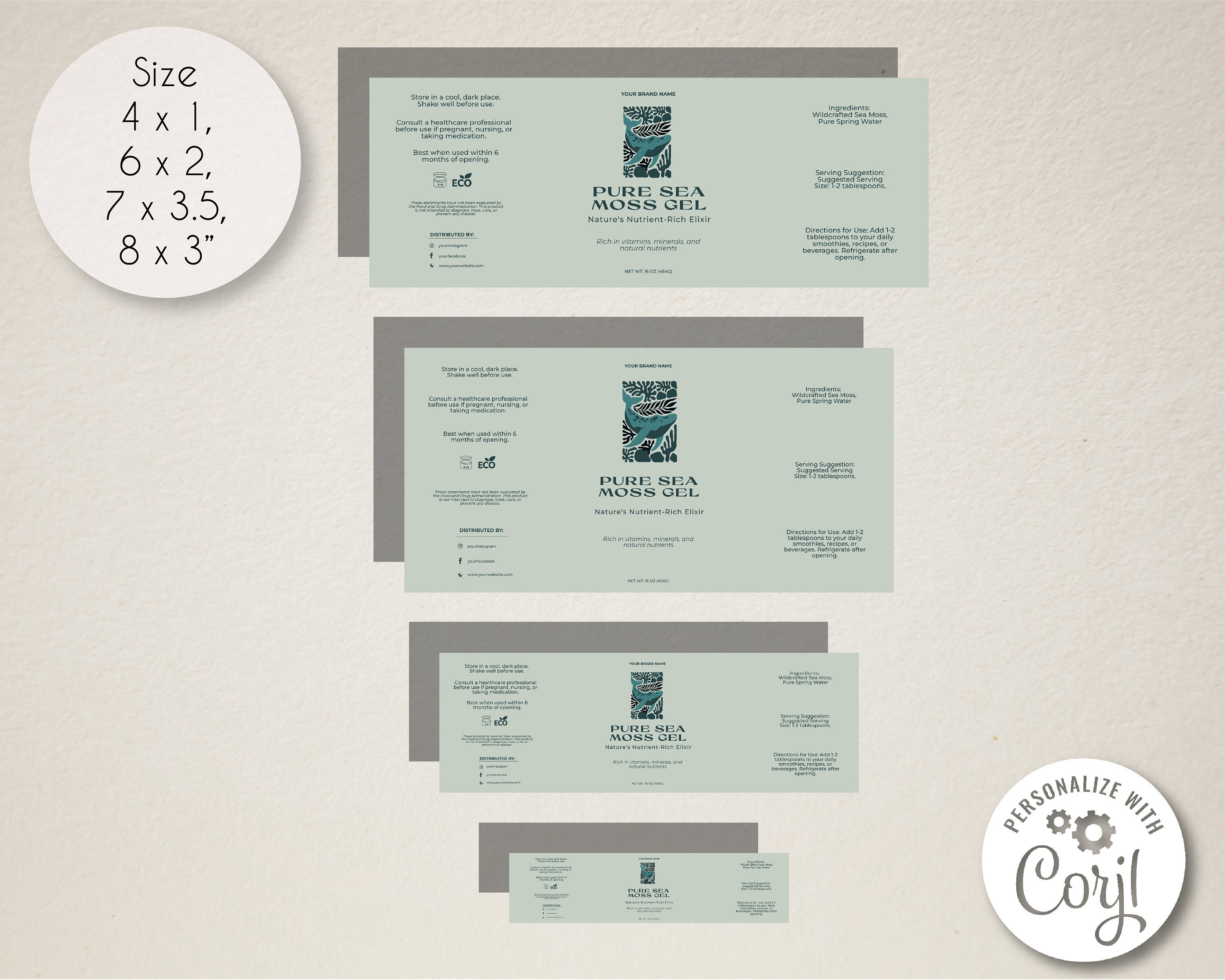 Editable Sea Moss Gel Label Template: Custom Food Jar Sticker (digital ...