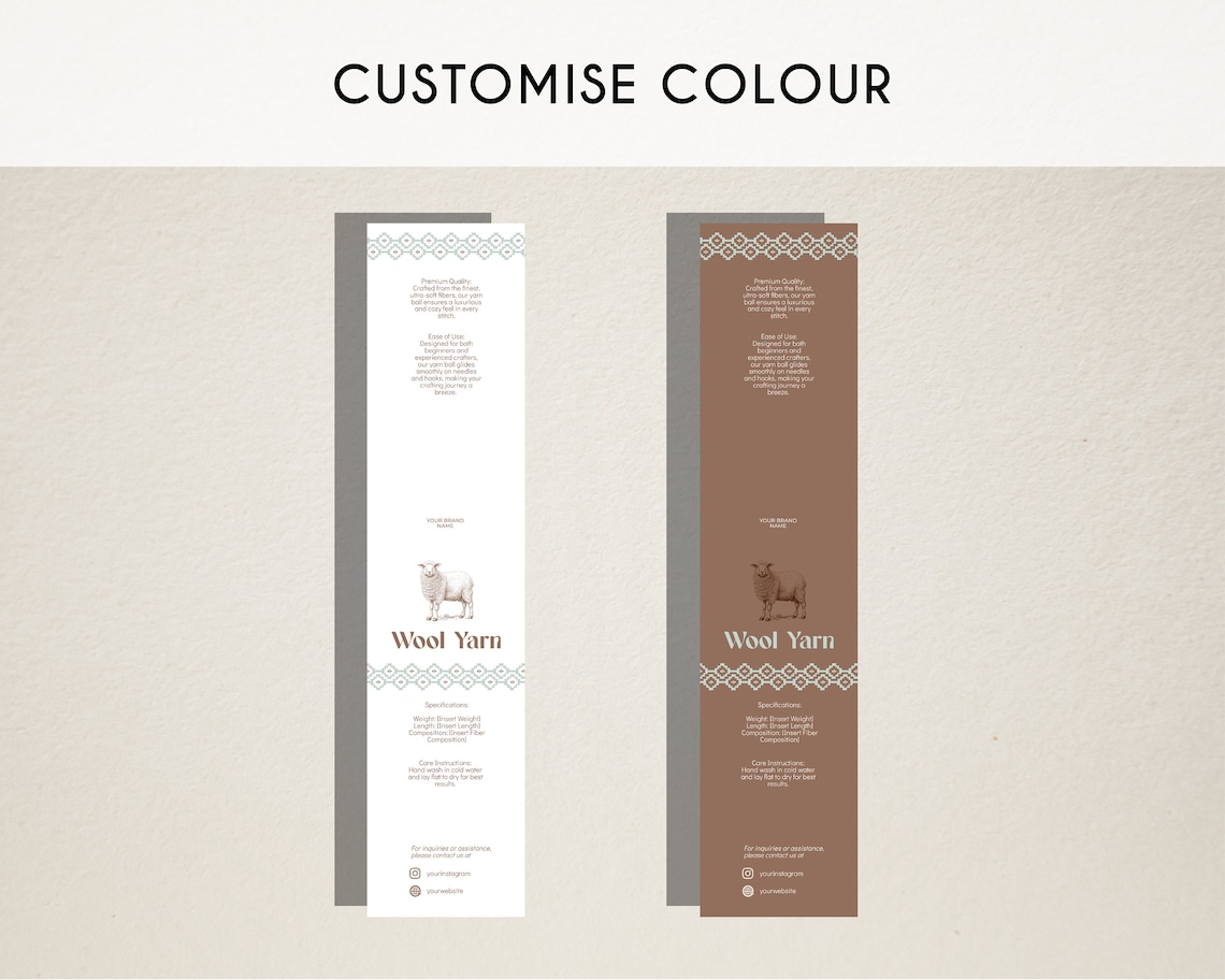 Editable Merino Wool Yarn Ball Label Template, Printable Luxury Hand ...