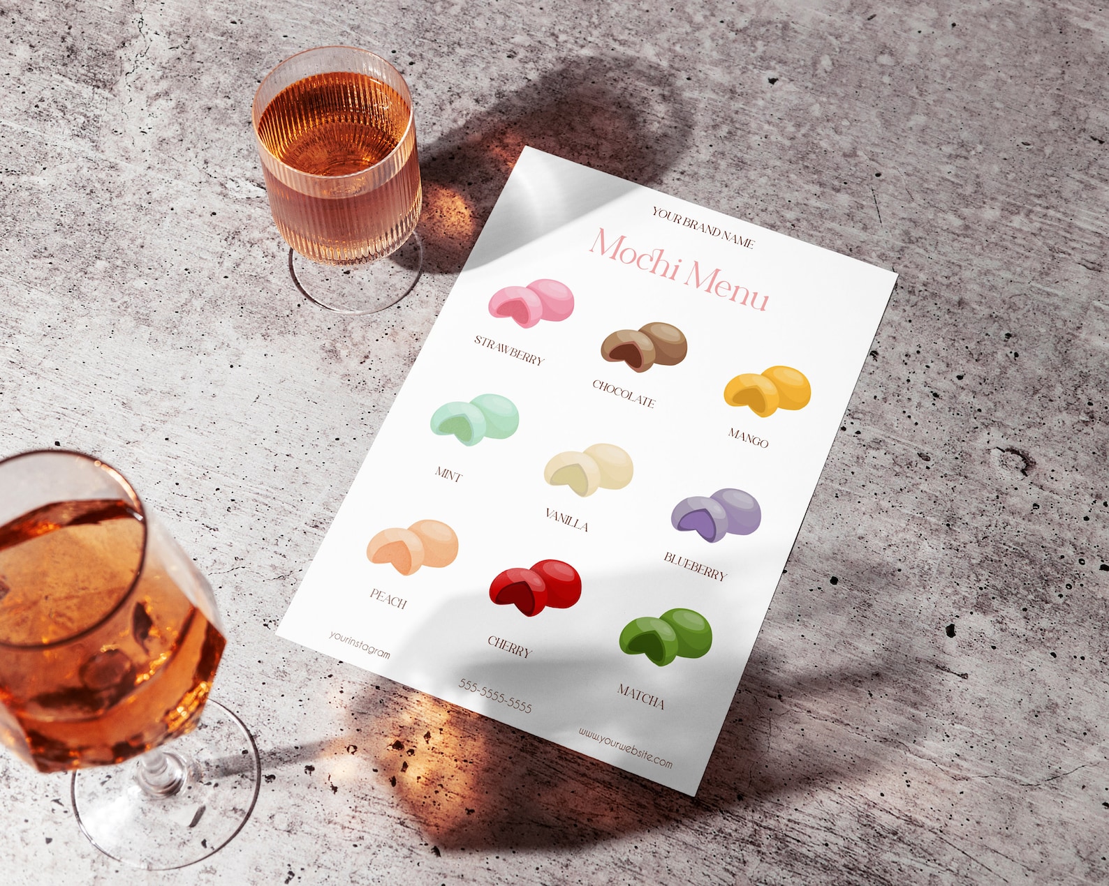 Editable Mochi Menu Template, Printable Mochi Menu Template, Japanese Rice Cake Flavor List ...