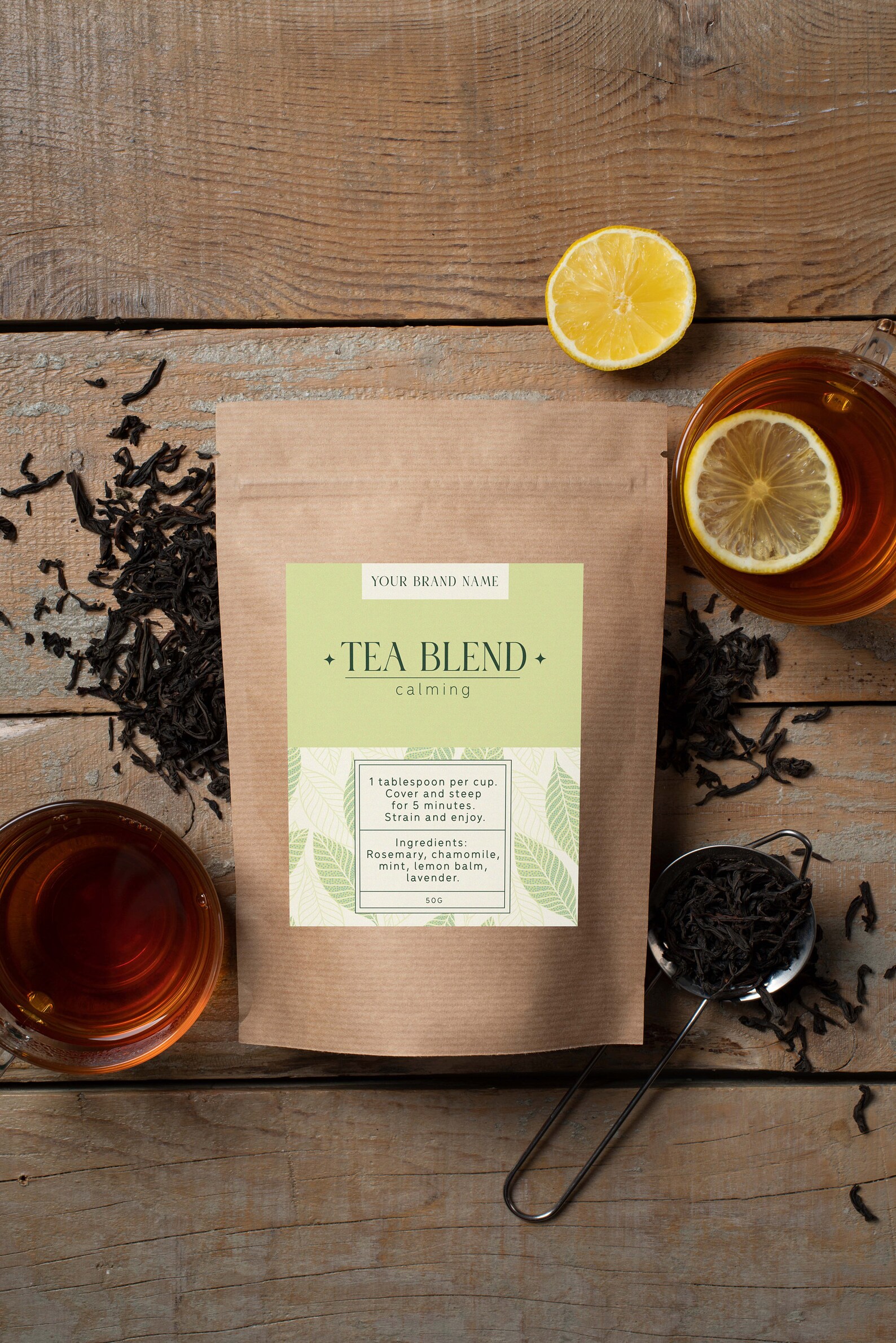 Printable Tea Blend Label Template: Custom Doypack Packaging (digital ...