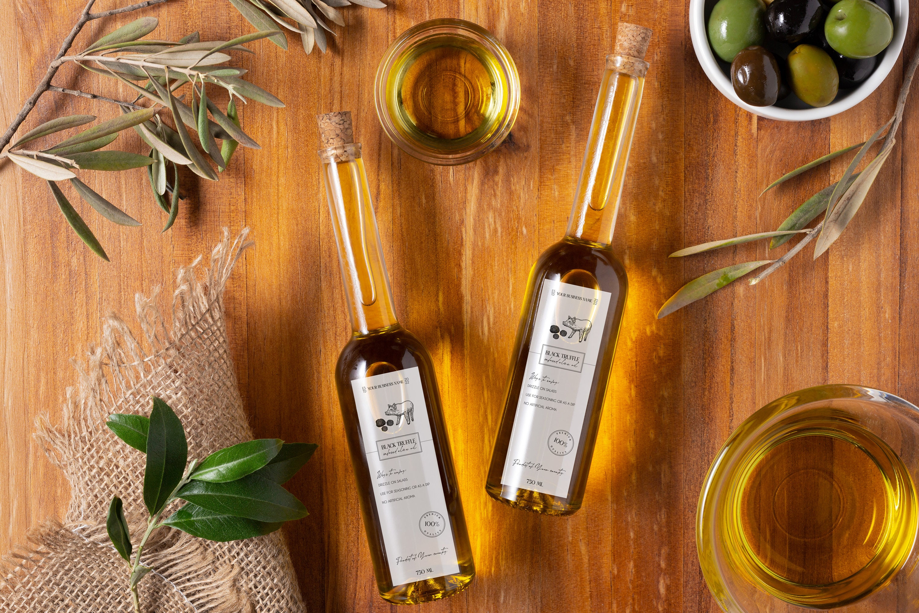 Truffle Oil Bottle Label Printable, Editable Truffle Infused Olive Oil ...
