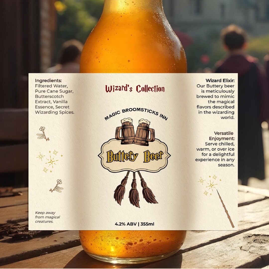 Editable Buttery Beer Bottle Label: Wizard Theme (digital Download ...