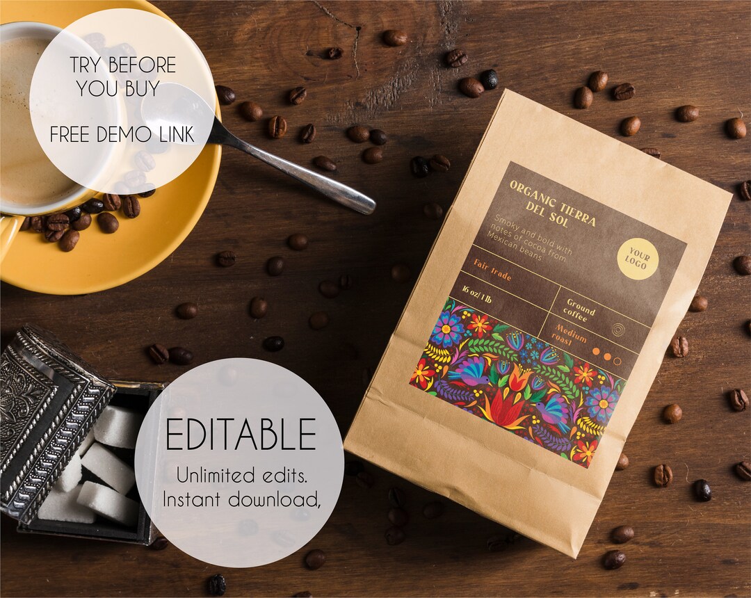 Ready to Print Coffee Label Template Minimalist Product - Etsy