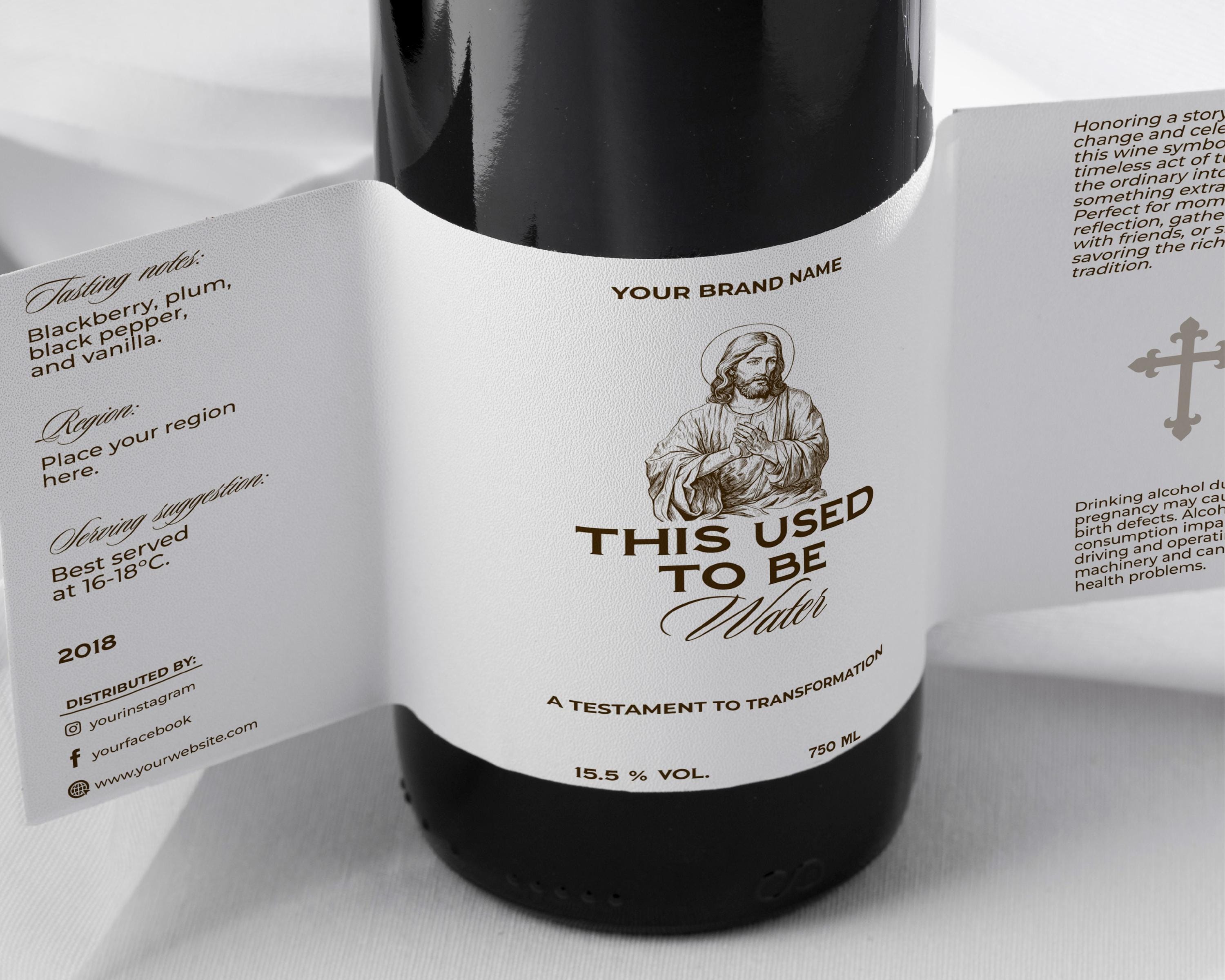 Editable Christian Wine Label Template: Religious Celebration (digital ...