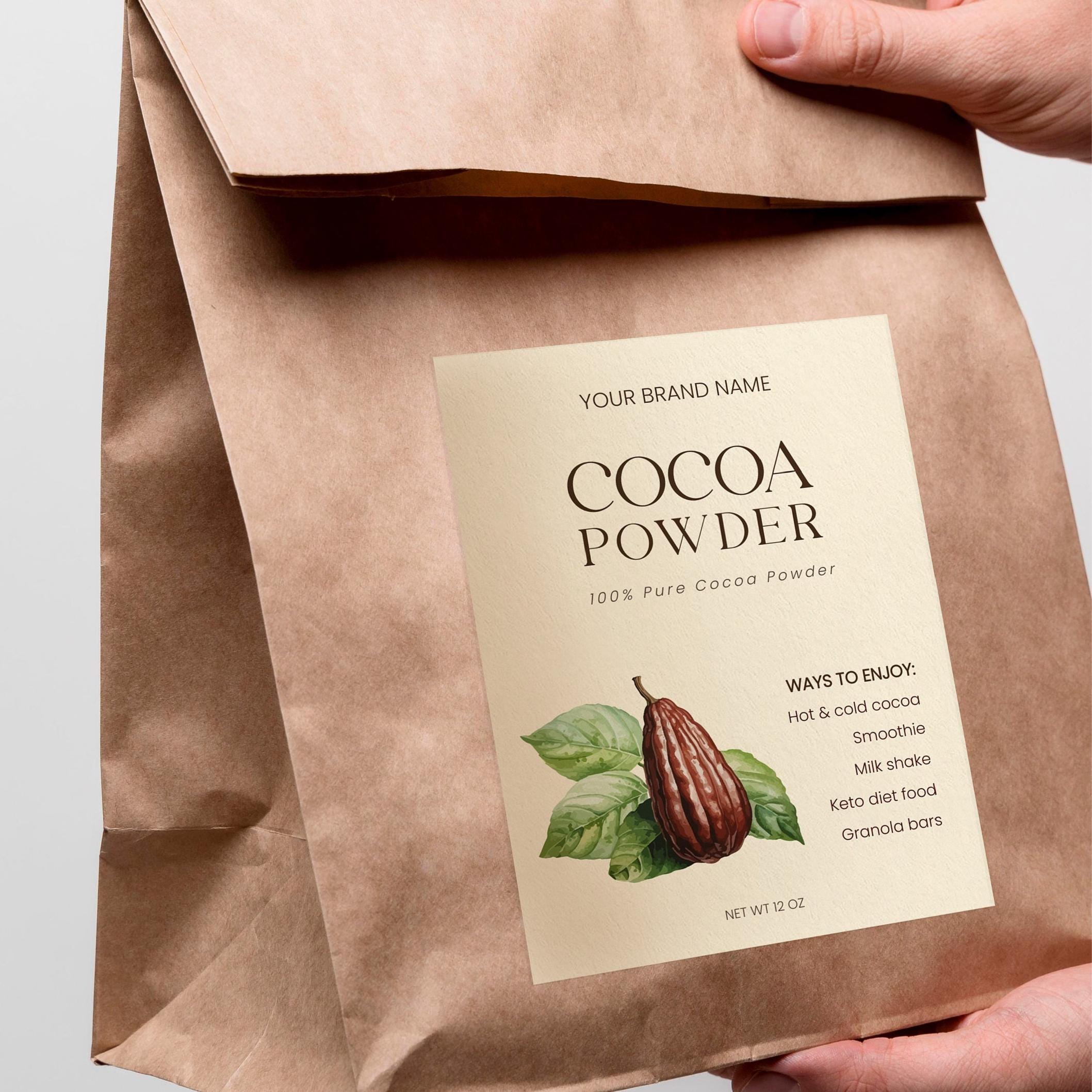 Editable Cocoa Powder Bag Label Template: Custom Packaging (instant ...