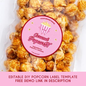 Editable Popcorn Round Label Template, Printable Playful Popcorn ...