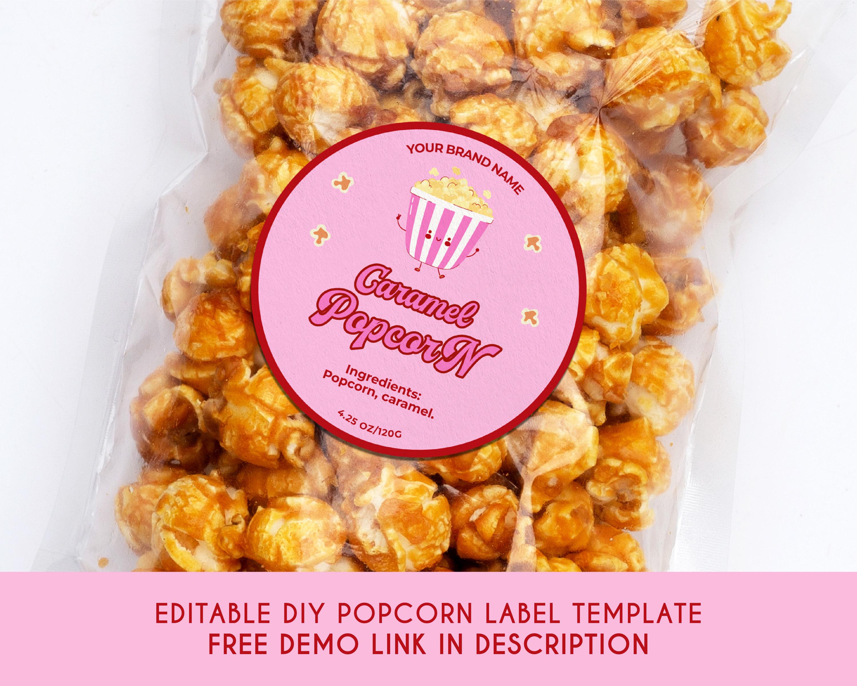 Editable Popcorn Round Label Template, Printable Playful Popcorn ...