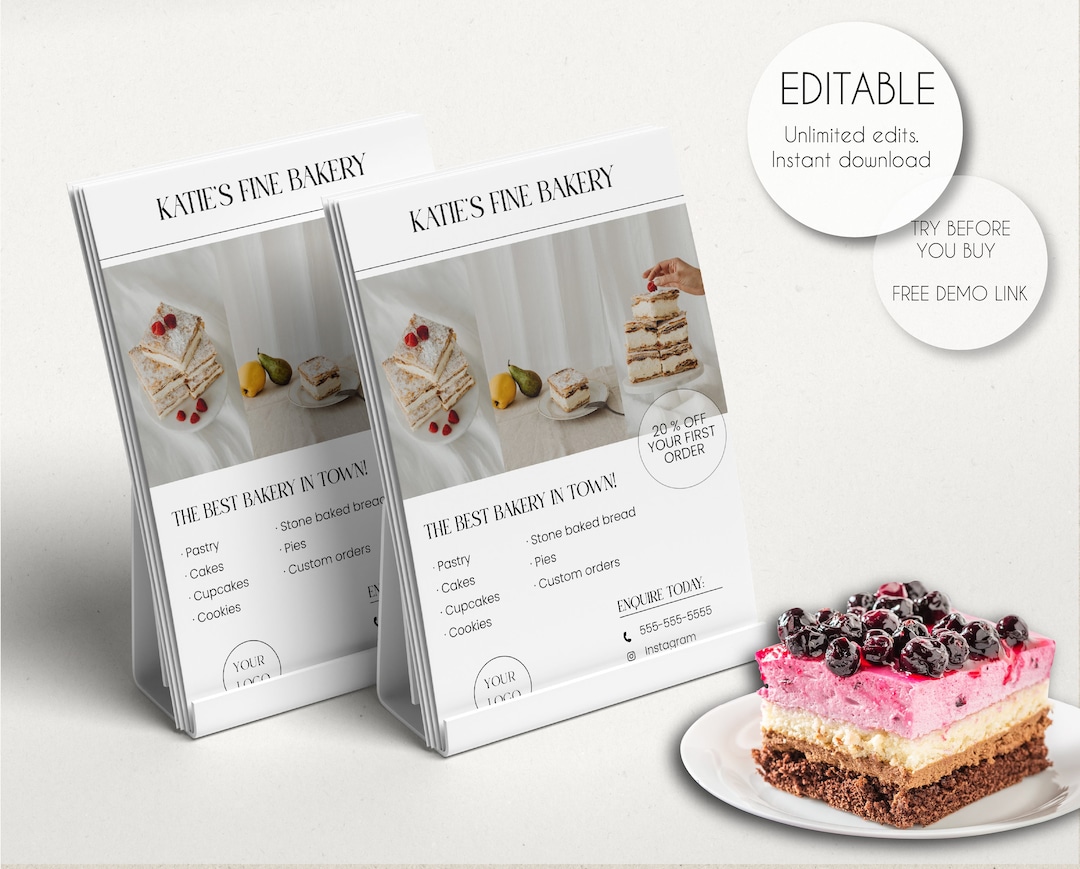Editable Minimalist Bakery Flyer Template, Custom Luxury Home Bakery ...