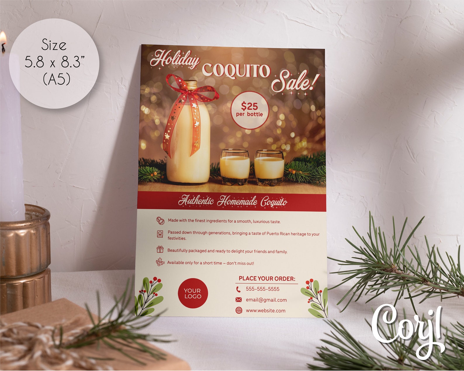 Editable Coquito Christmas Sale Flyer Template, Printable Custom ...