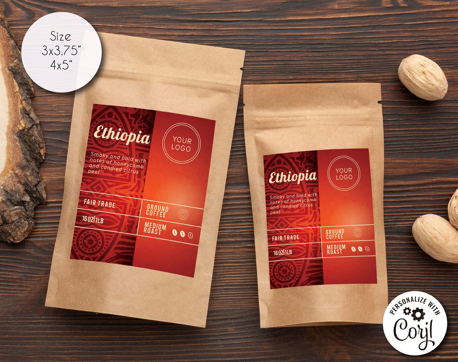 Editable Coffee Bag Label Template, Customizable Coffee Bag Label ...