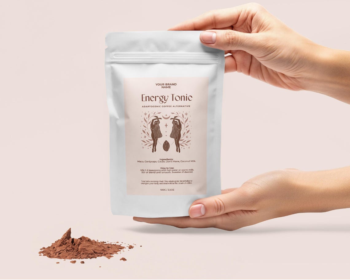 Editable Adaptogenic Powder Blend Pouch Label Template | Printable ...