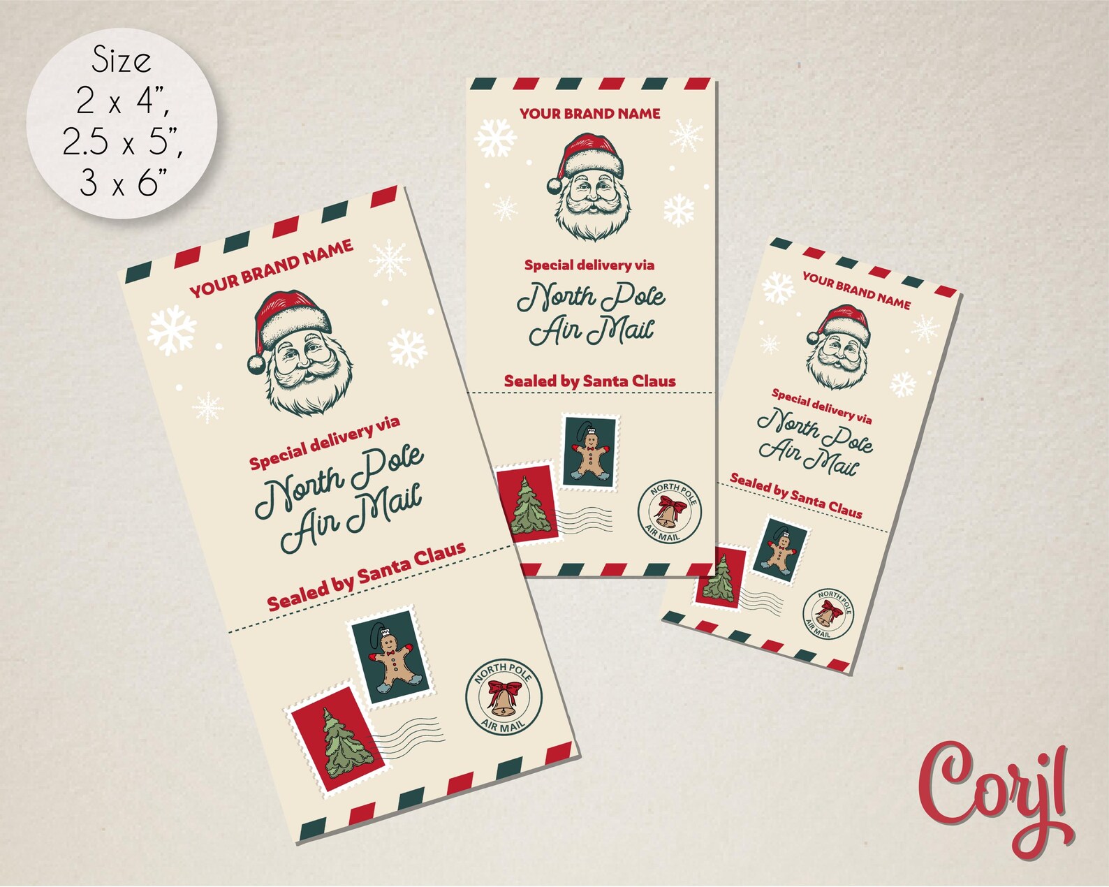 Editable Christmas Box Seal Label Template, North Pole Air Mail Label ...
