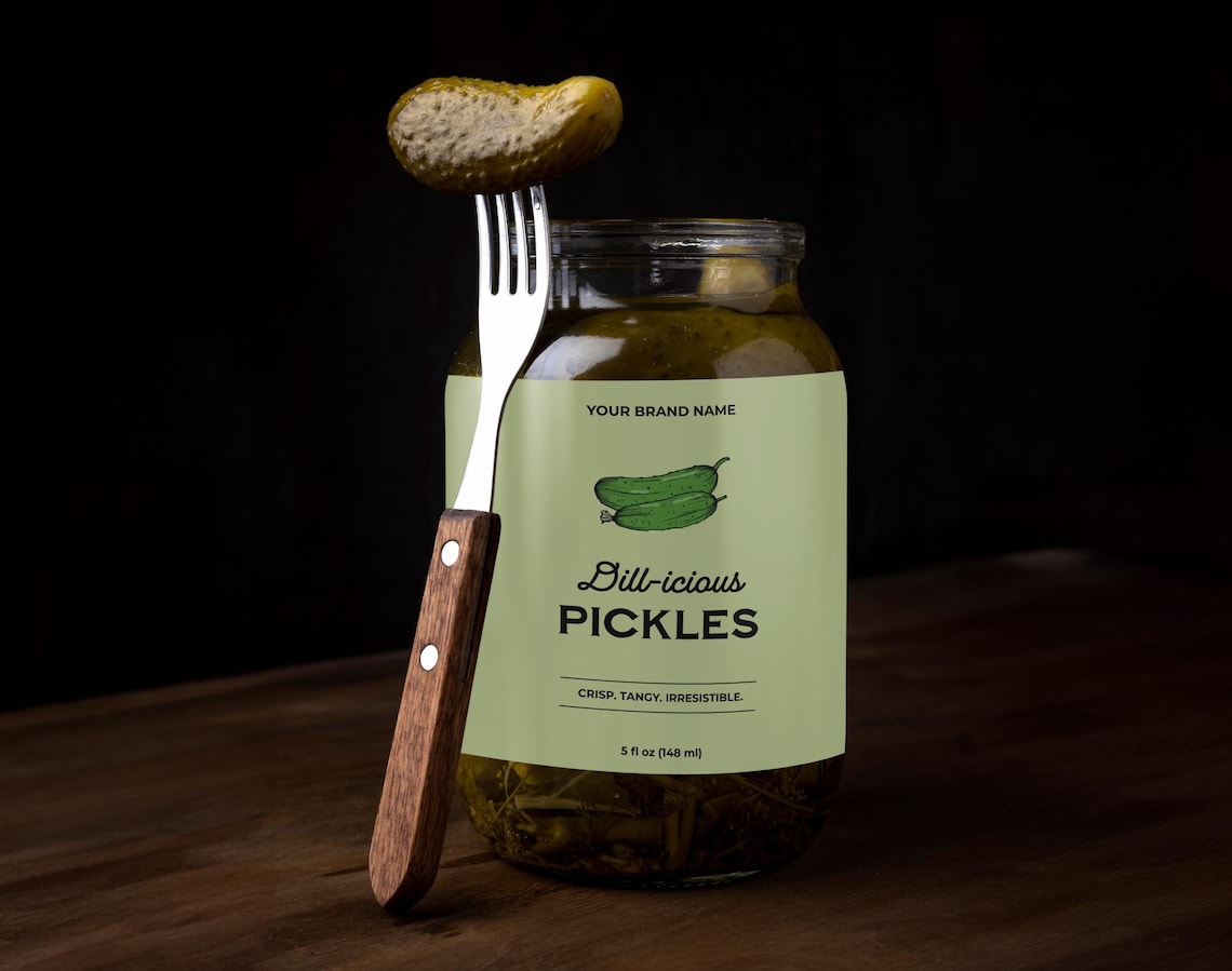 Editable Luxury Dill Pickles Jar Label Template, Printable Minimalist ...