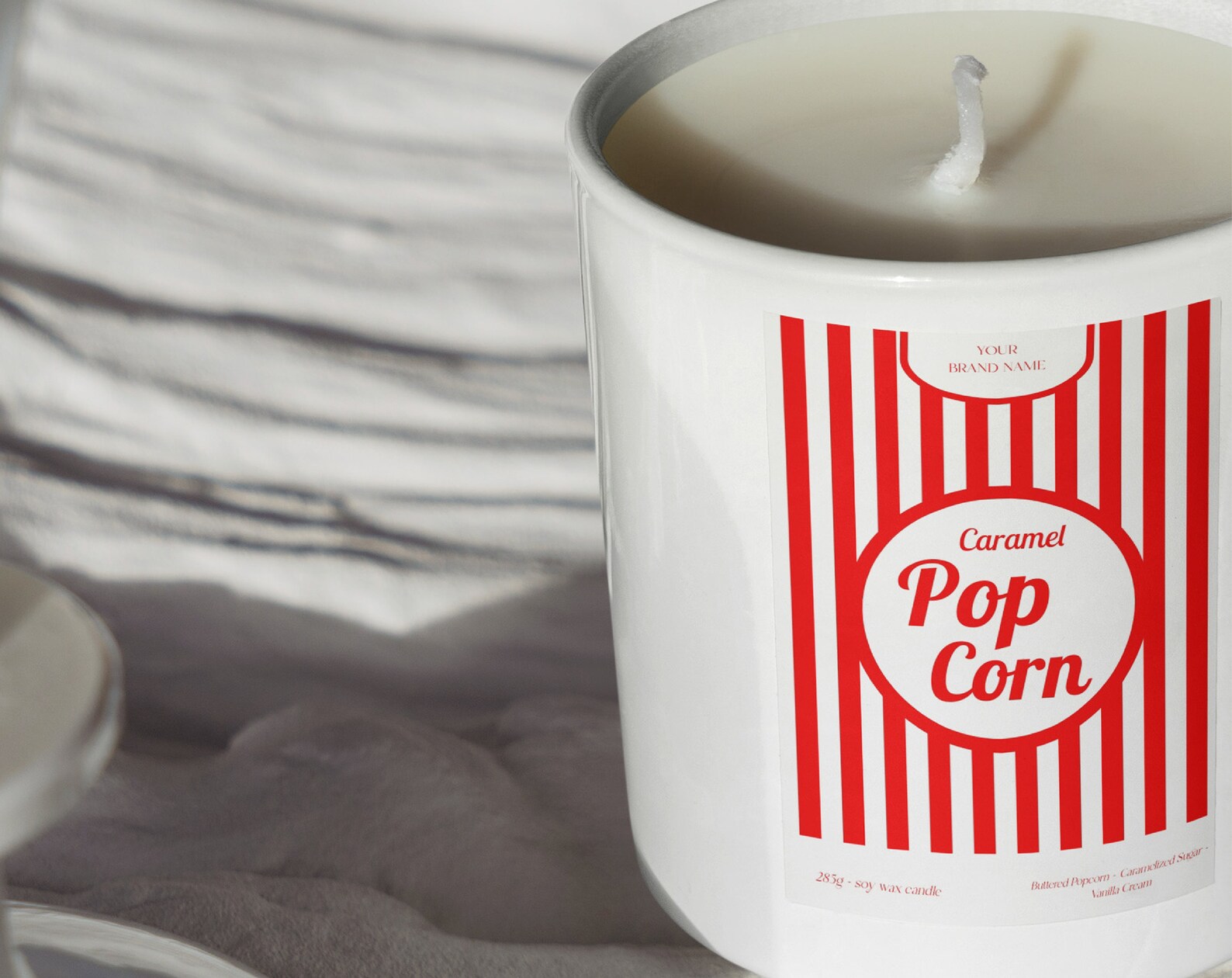Editable Modern Popcorn Candle Label Template, Minimalist Luxury ...