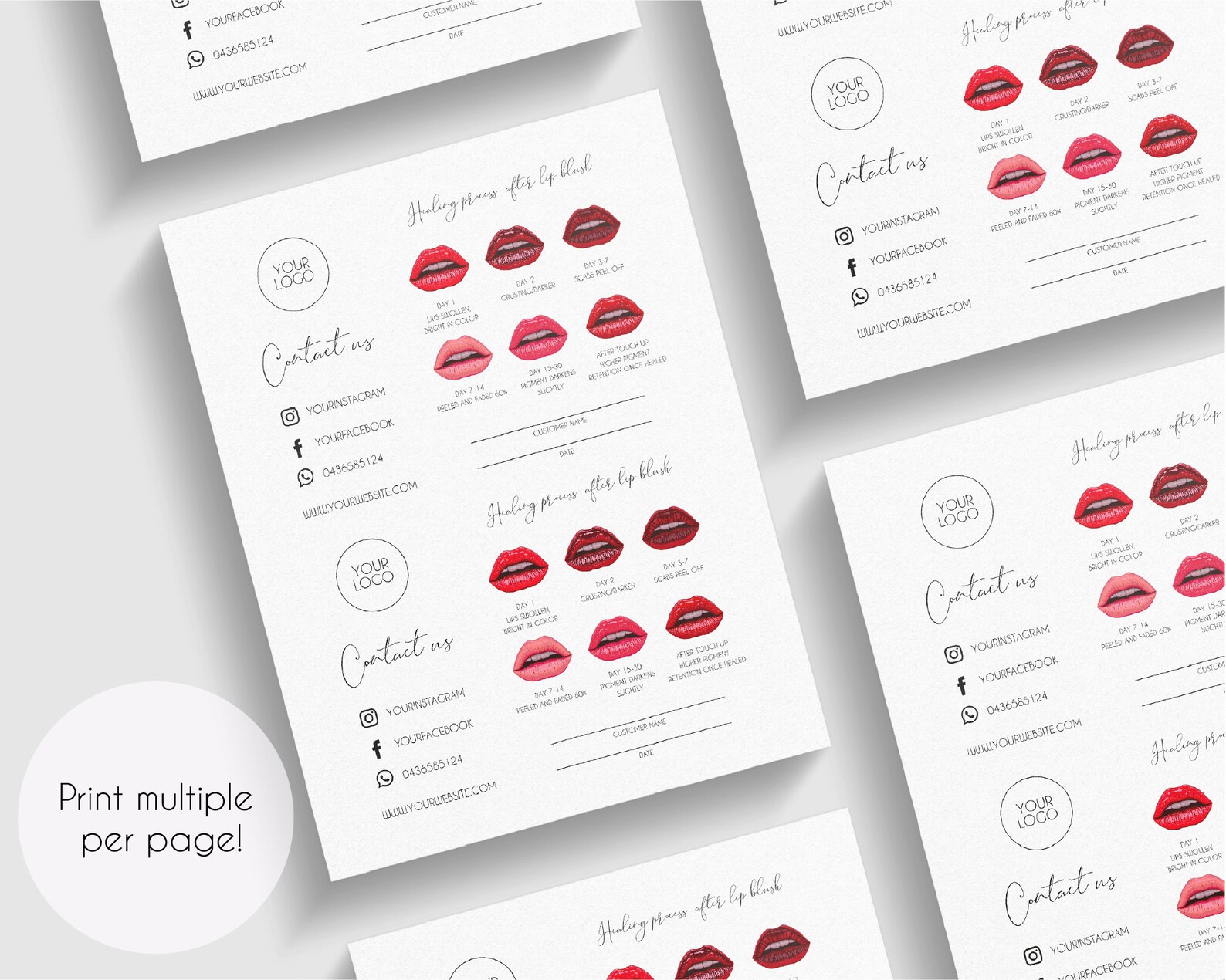 Editable PMU Aftercare Card Mega Bundle, Customizable Permanent Makeup Care Card Bundle, PMU ...