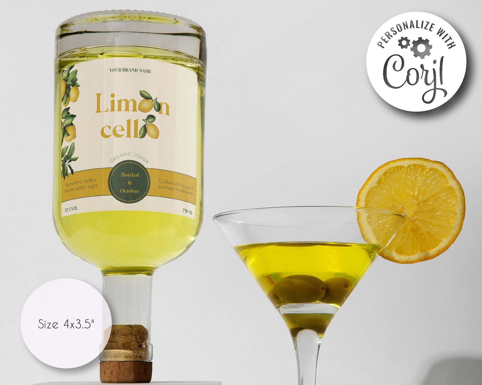 Editable Limoncello Bottle Label Template: Custom Liquor Label (digital ...