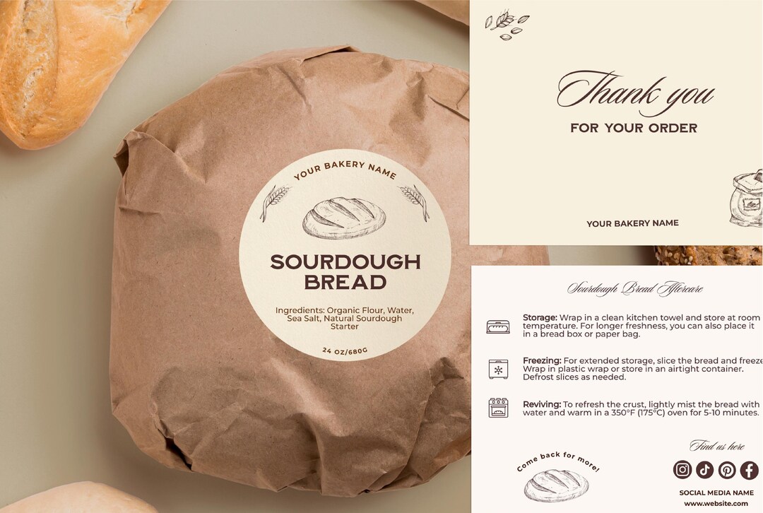 Editable Sourdough Bread Label Template, Printable Round Sticker, Bread ...