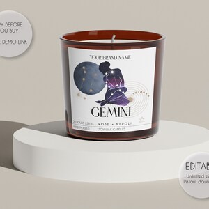 Editable Zodiac Candle Label, DIY Candle Label Design, Astrology Candle ...