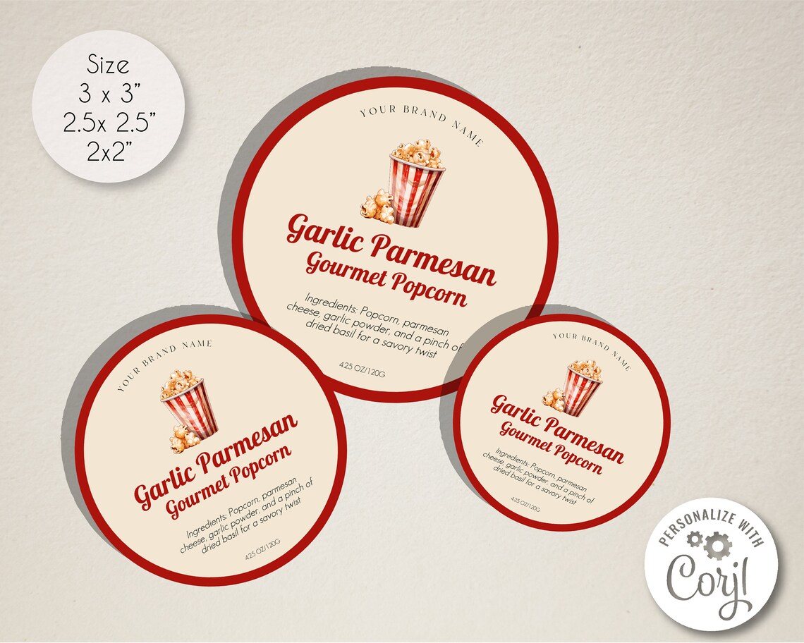 Editable Popcorn Round Label Template, Printable Popcorn Round Luxury ...