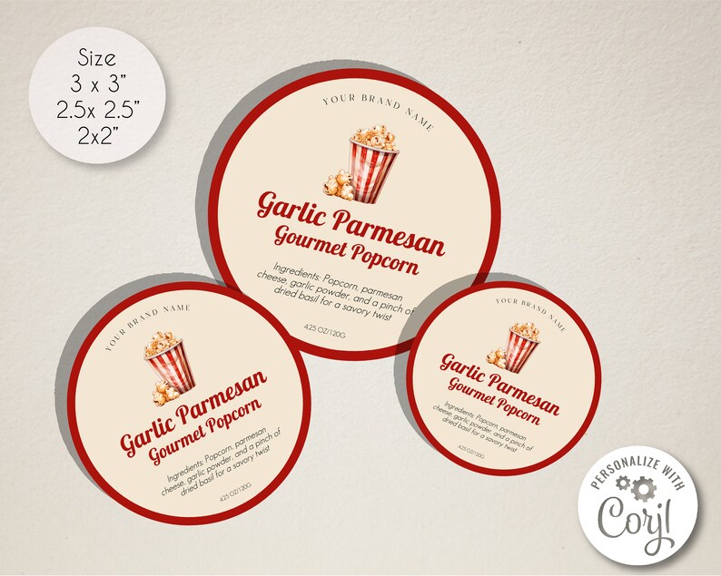 Editable Popcorn Round Label Template, Printable Popcorn Round Luxury ...