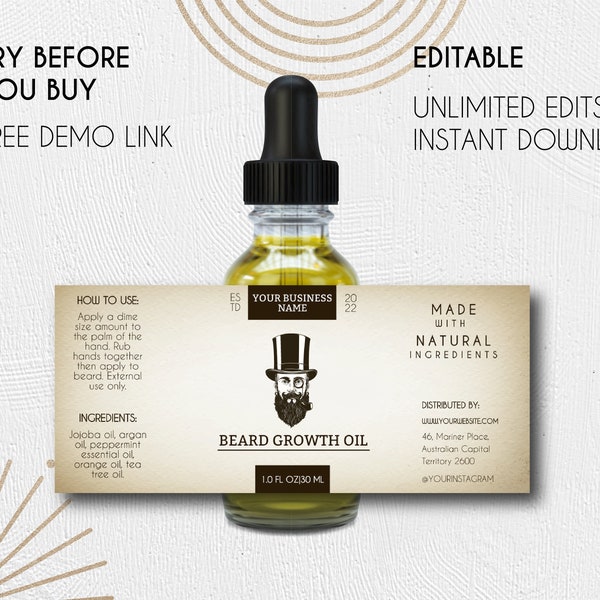 Beard Oil Label Template - Etsy