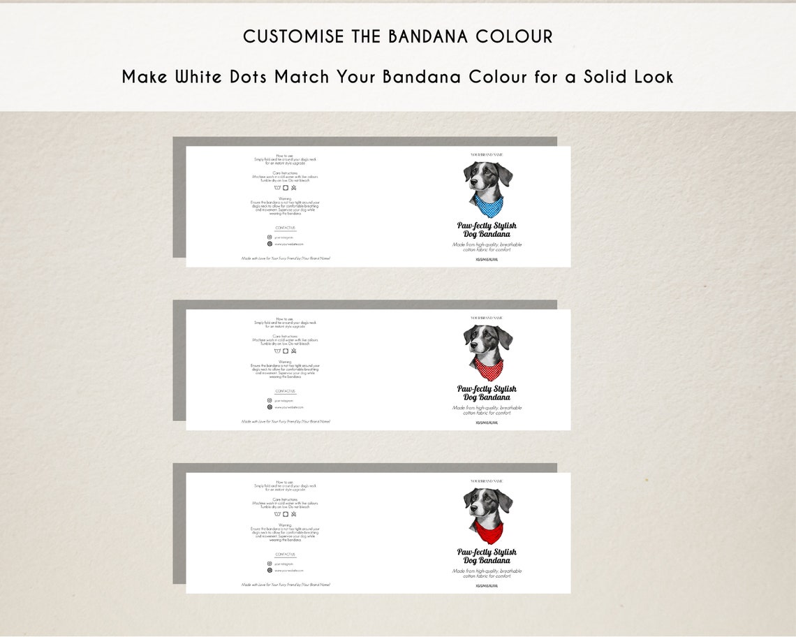 Editable Minimalist Dog Bandana Label Template, Printable Luxury Pet ...