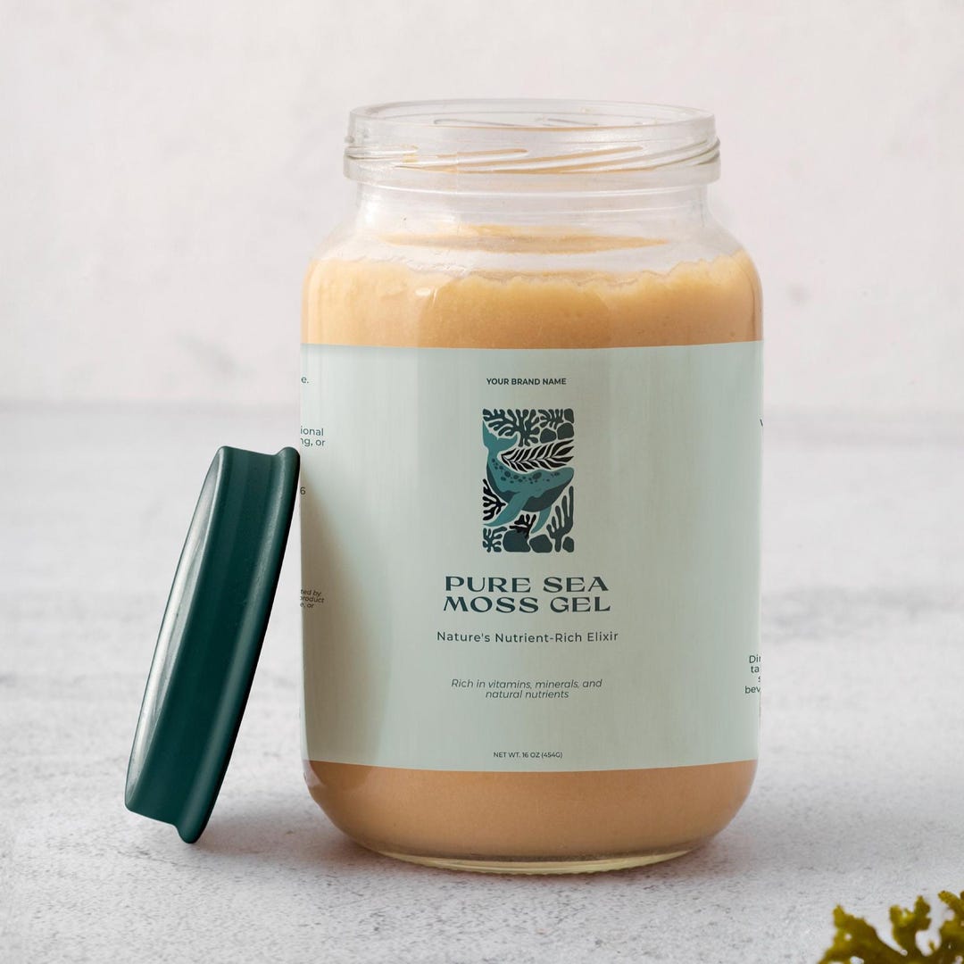 Editable Sea Moss Gel Label Template: Custom Food Jar Sticker (digital ...