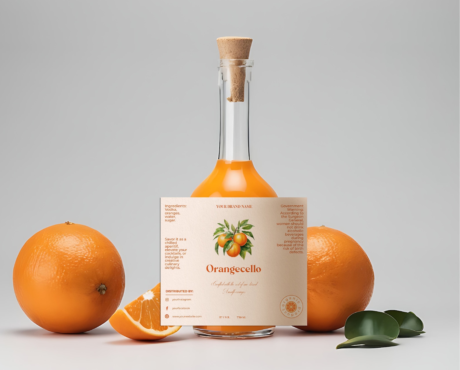 Luxury Orangecello Bottle Label Template: Editable DIY Design (digital ...