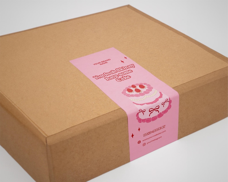 Editable Playful Cake Box Seal Label Template, Printable Whimsical Cake ...