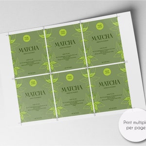 Editable Matcha Tea Label Template, Customizable Matcha Green Tea ...