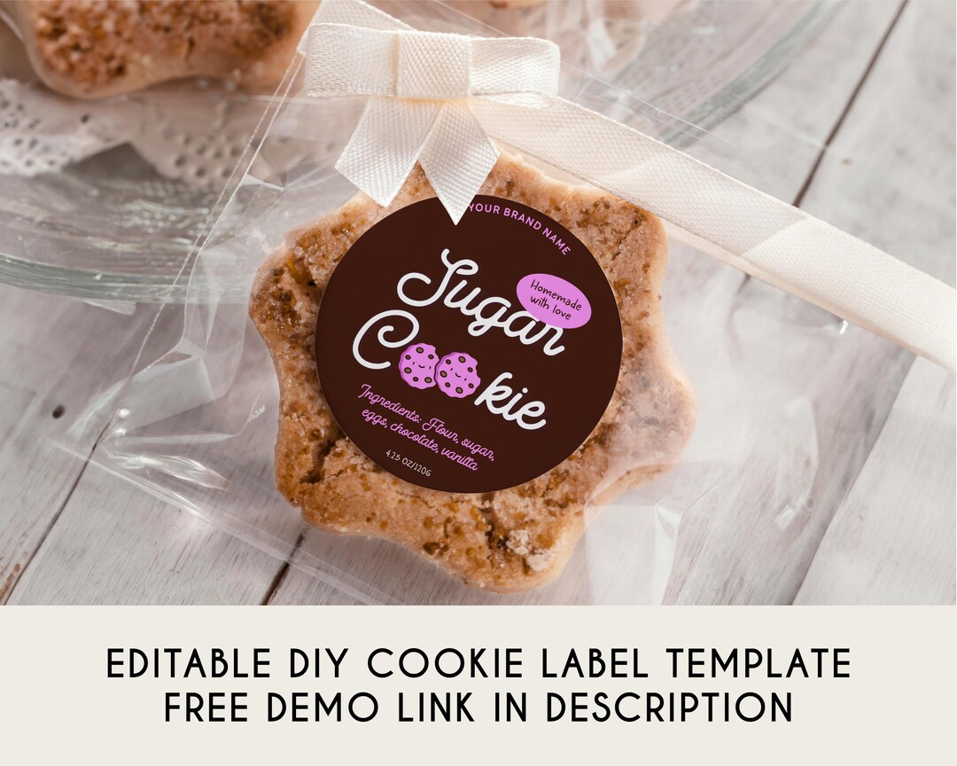 Editable Playful Cookie Label Template, Printable Custom Pastry Sticker ...