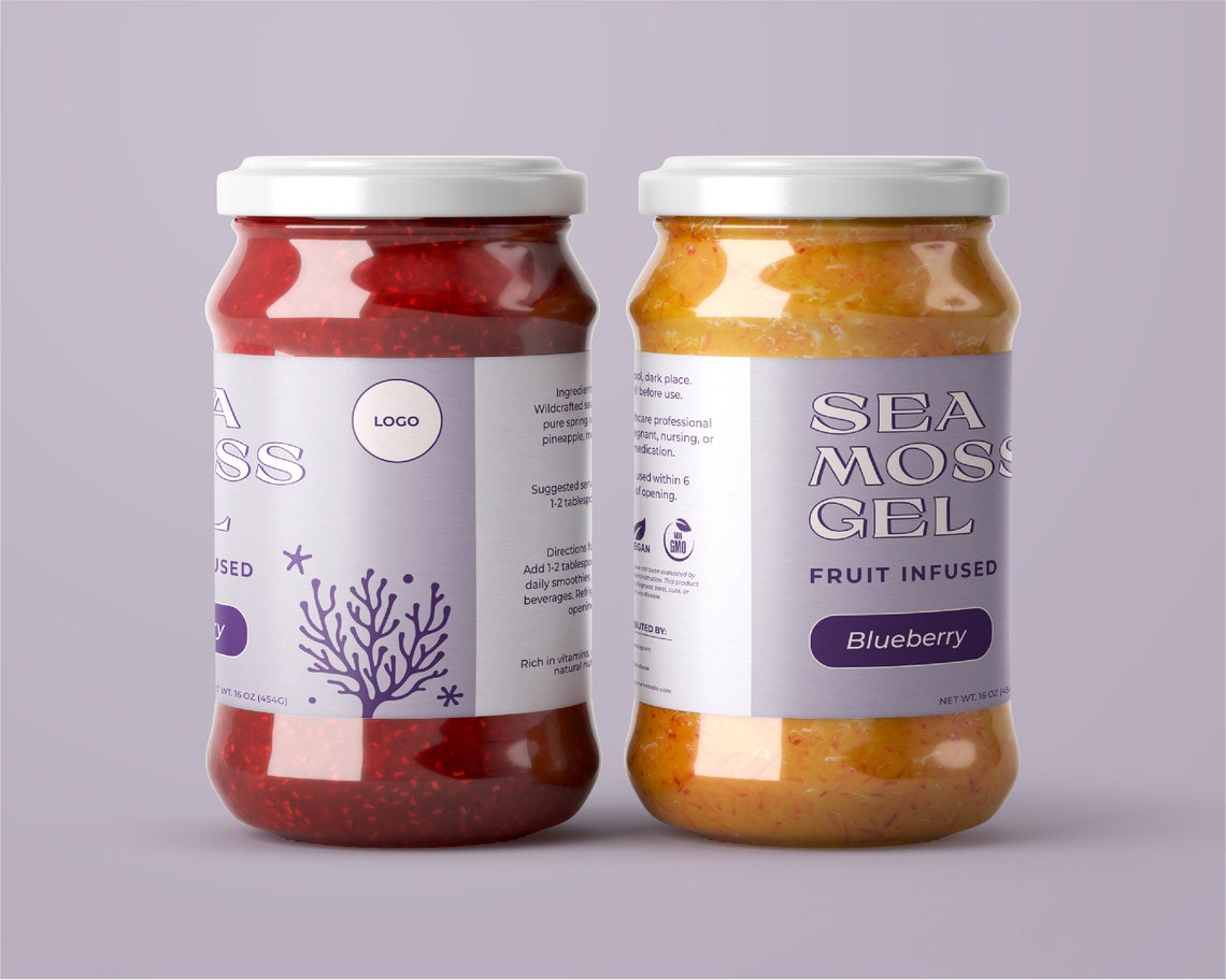 Editable Sea Moss Gel Label Template: Custom Food Jar Sticker (digital ...