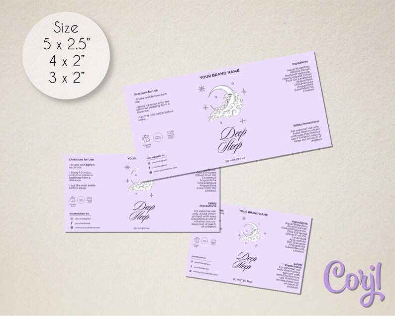 Editable Pillow Mist Label Template, Printable Luxury Room Spray Bottle ...