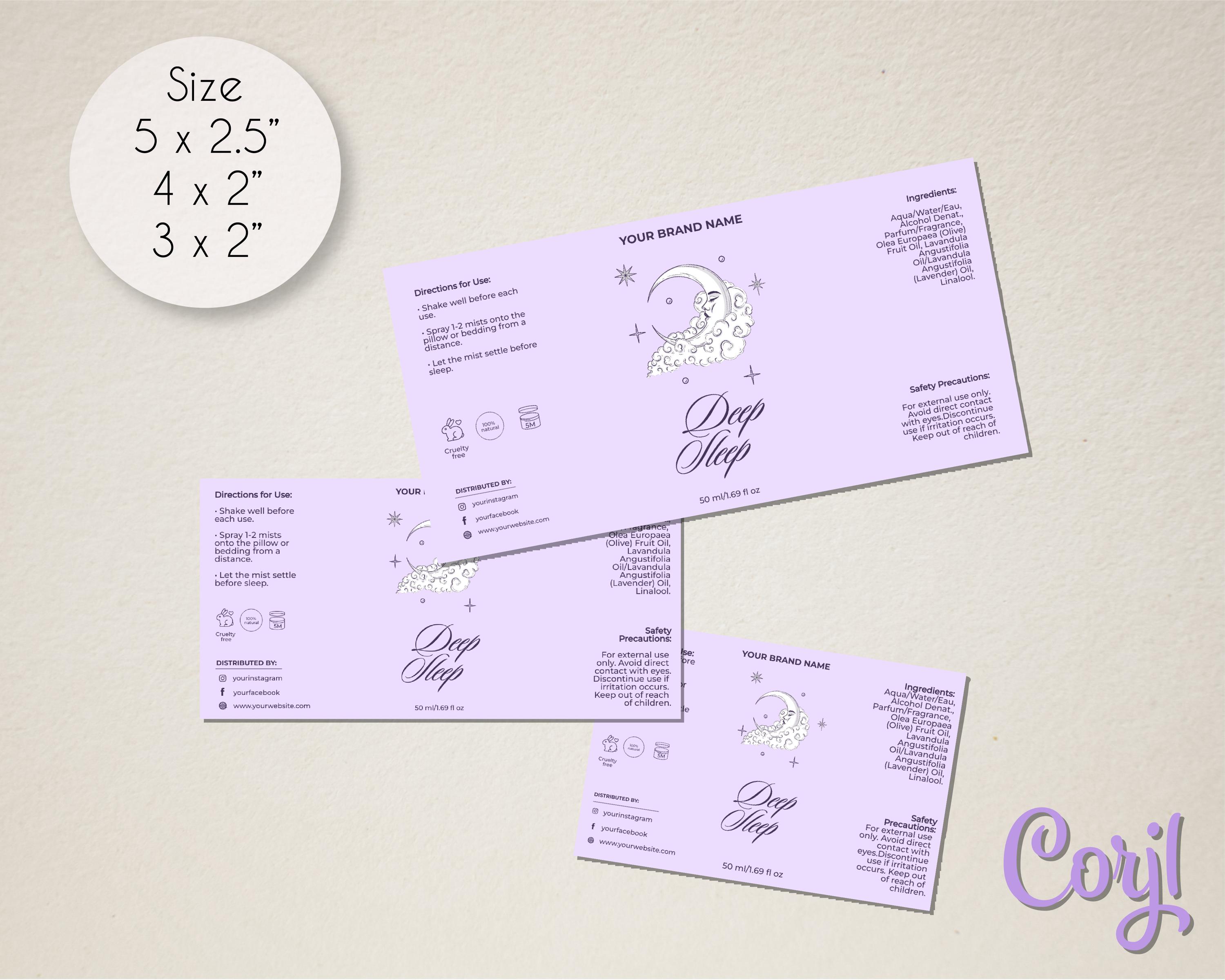Editable Pillow Mist Label Template, Printable Luxury Room Spray Bottle ...