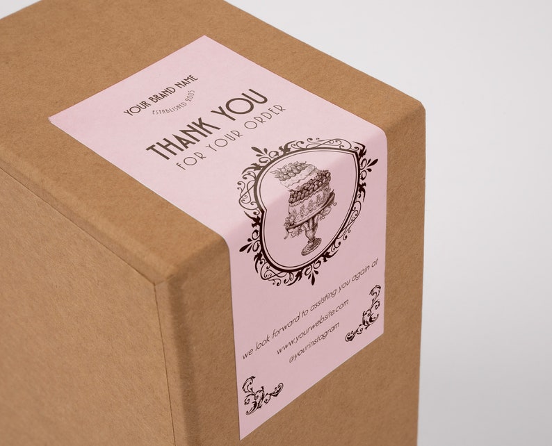 Editable Cake Box Seal Label Template, Printable Cake Box Sticker ...