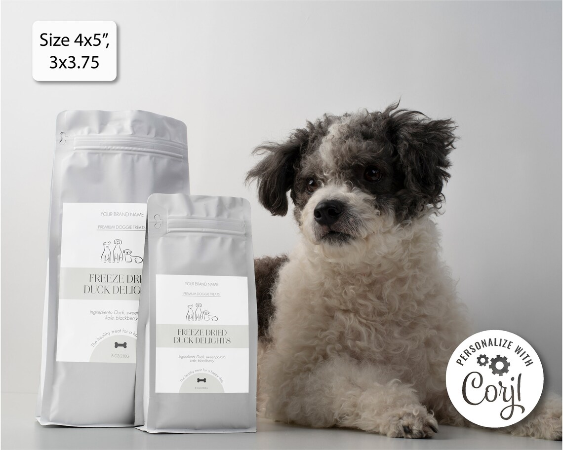 Editable Dog Food Label Template, Minimalist Dog Treats Label Template ...