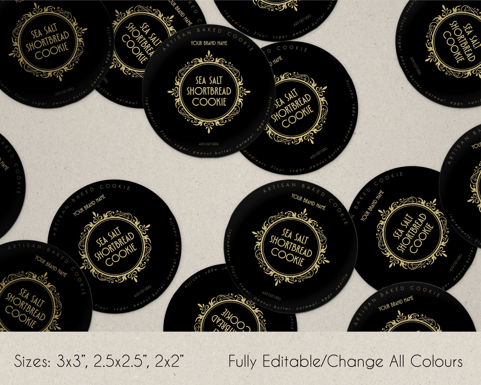 Editable Luxury Cookie Label Template Printable Elegant - Etsy Australia