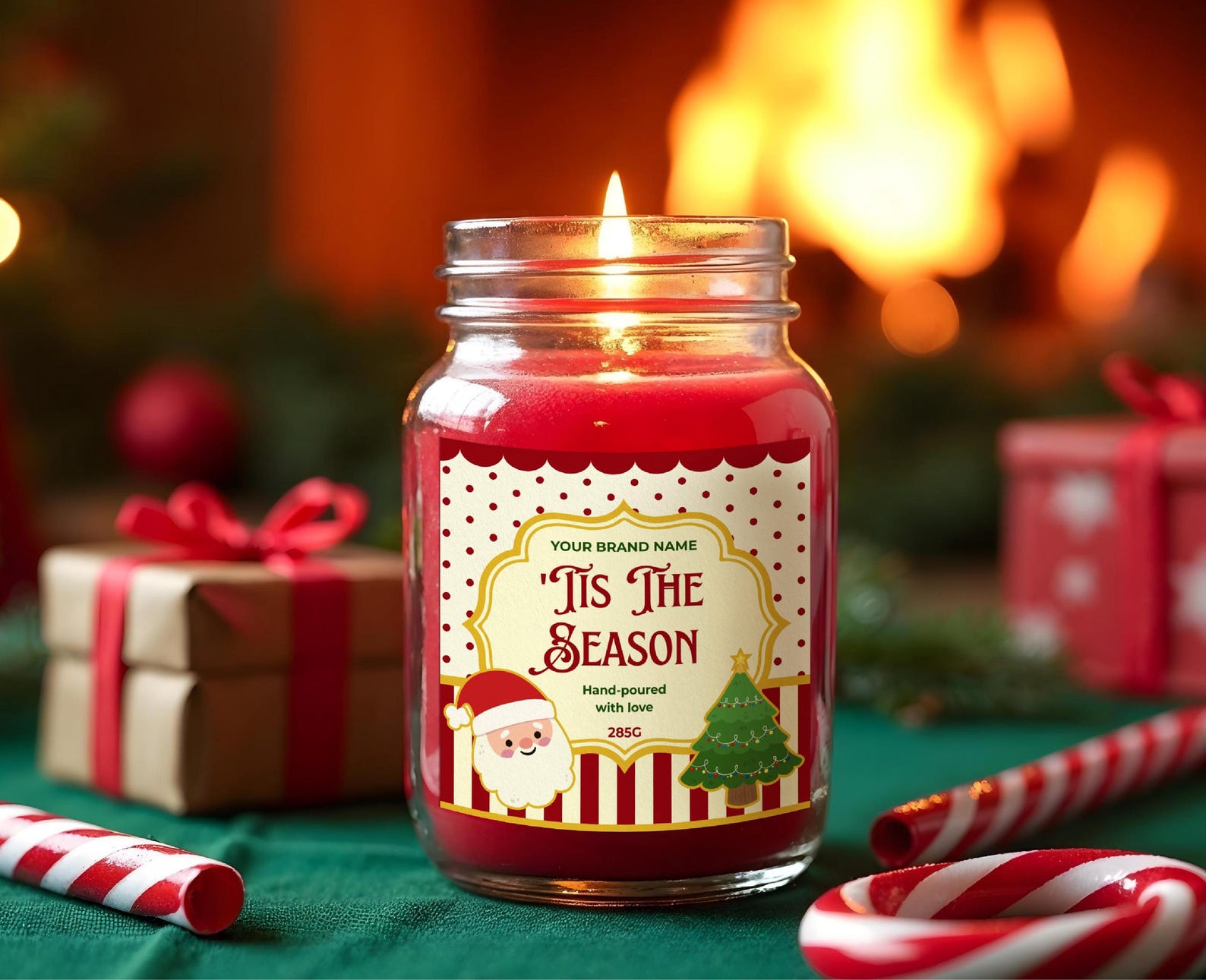 Editable Luxury Christmas Candle Label Template, Printable Custom ...