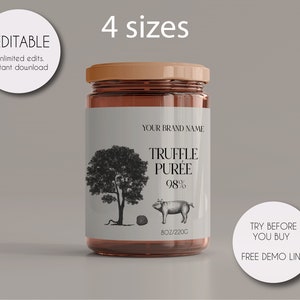 Editable Wrap Around Jar Food Label Template, Customizable Truffle ...