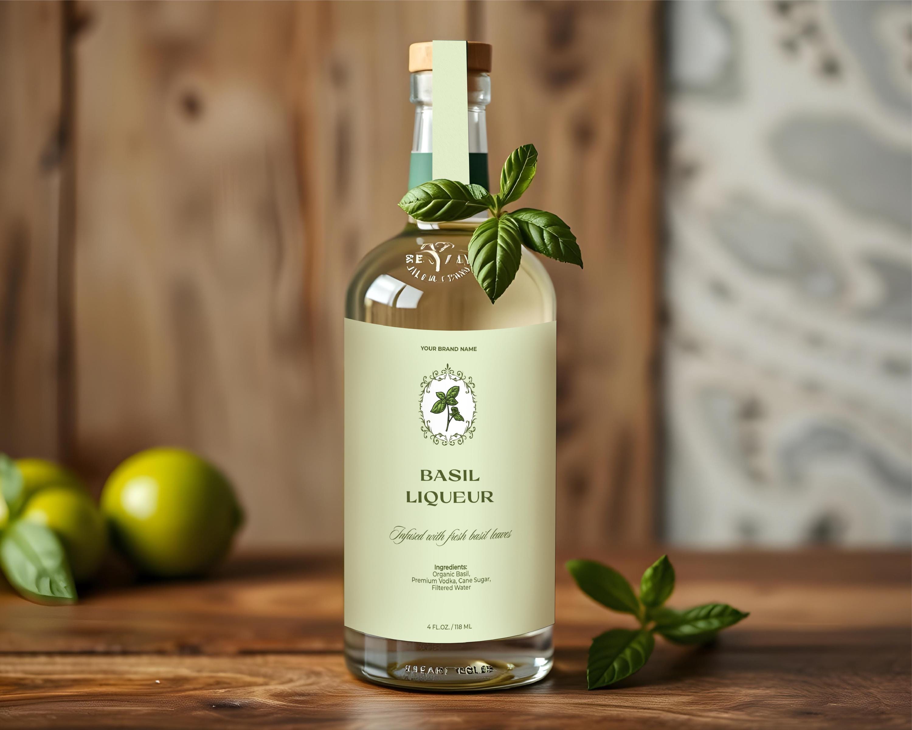 Editable Luxury Basil Liqueur Bottle Label Template, Printable Homemade ...
