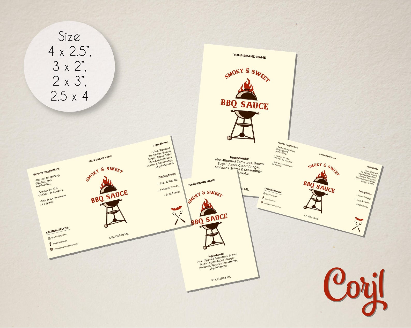 Editable Luxury BBQ Sauce Jar Label Template, Printable Modern Homemade ...