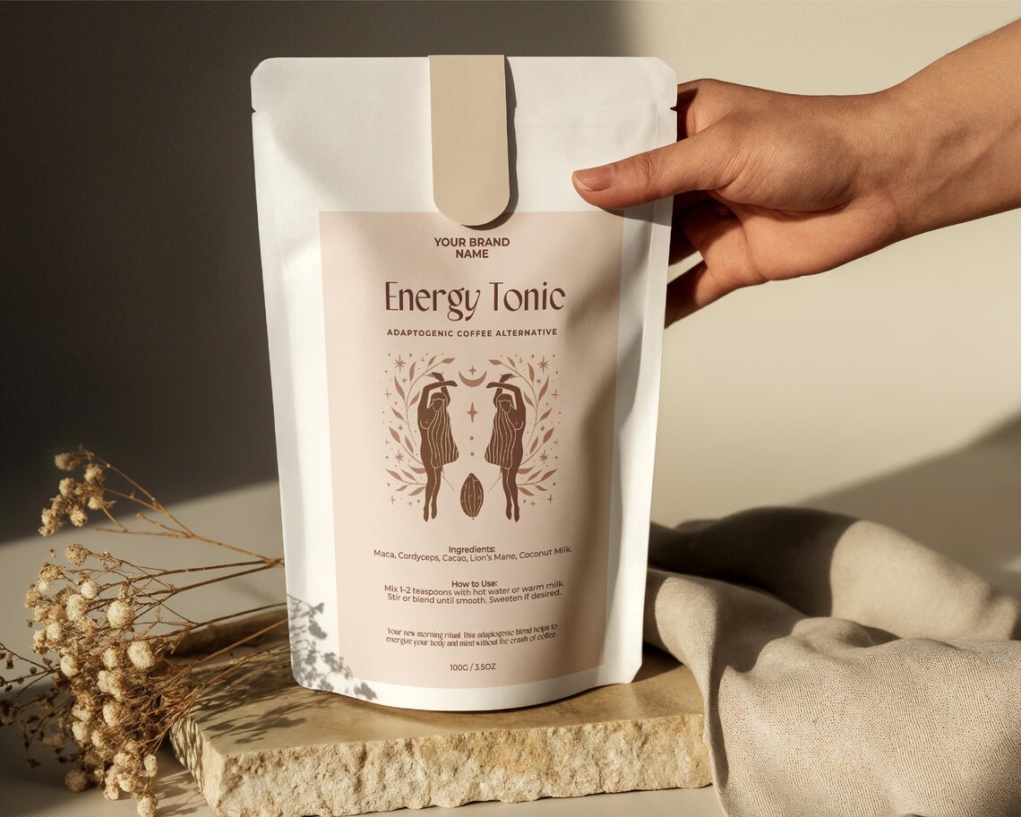Editable Adaptogenic Powder Blend Pouch Label Template | Printable ...